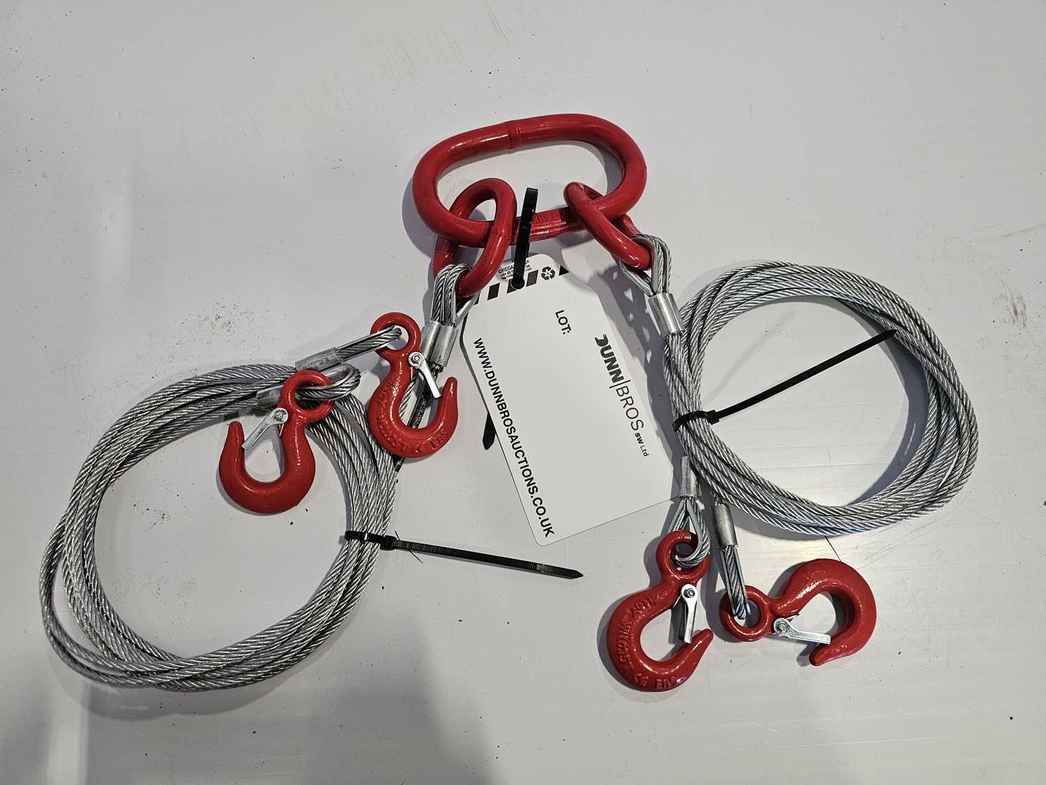 5mm 4-Leg 560kg Wire Rope Sling c/w Latch Hooks x 3mtr