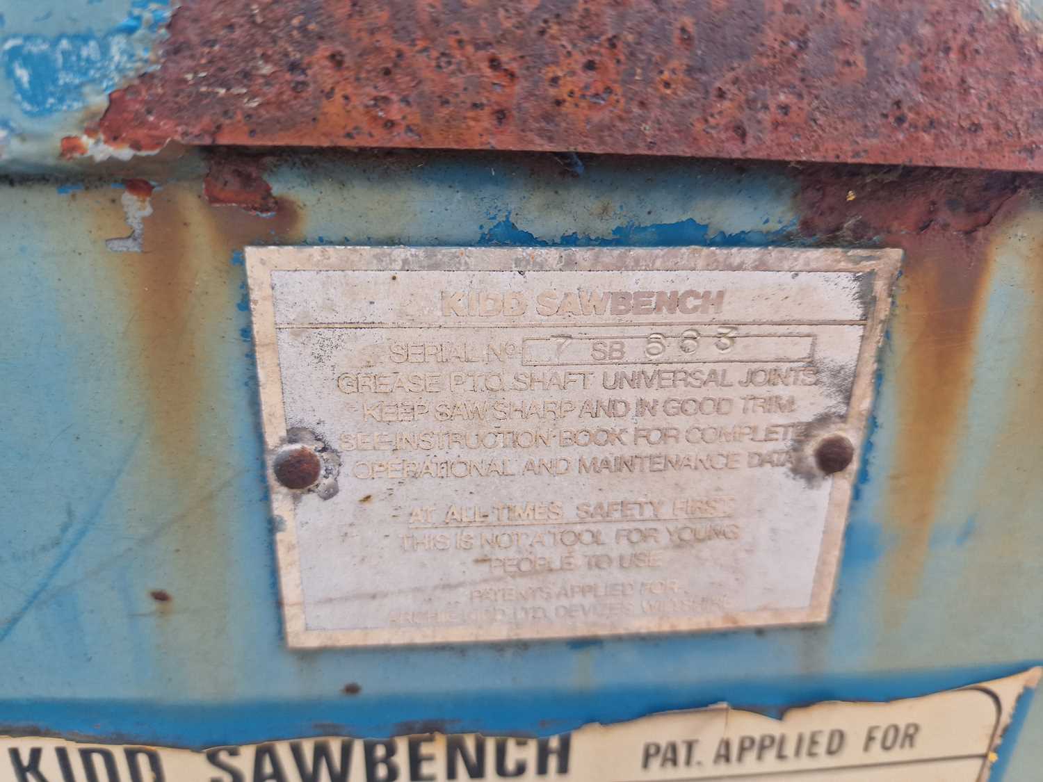 Lot 152 - KIDD PTO Driven Saw Bench to suit 3 Point