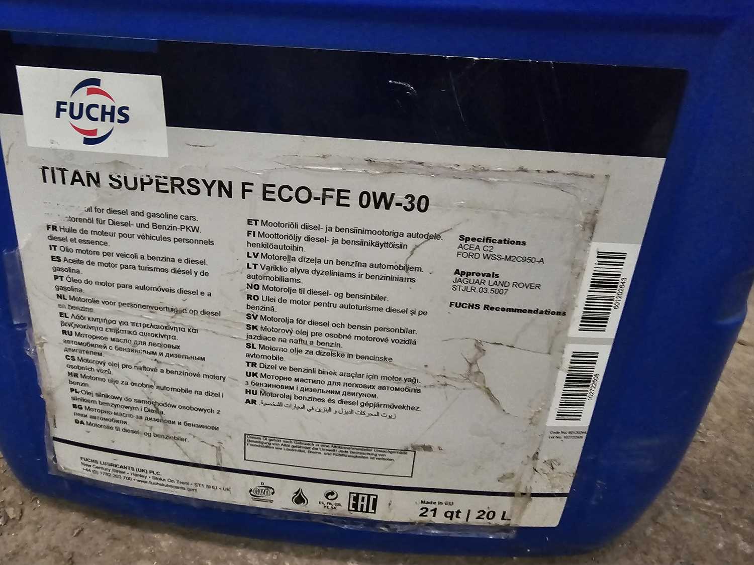 Lot 149 - Unused Titan Supersyn F Eco-FE 0W-30 Oil (20